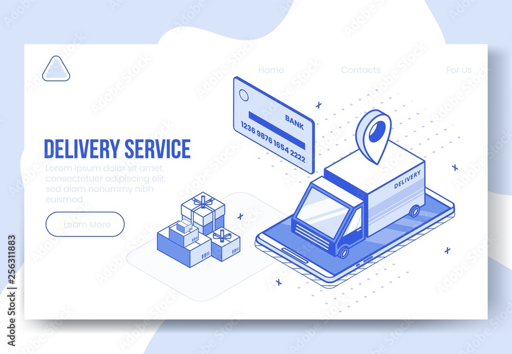 Digital isometric design concept set of delivery service app 3d icons ...