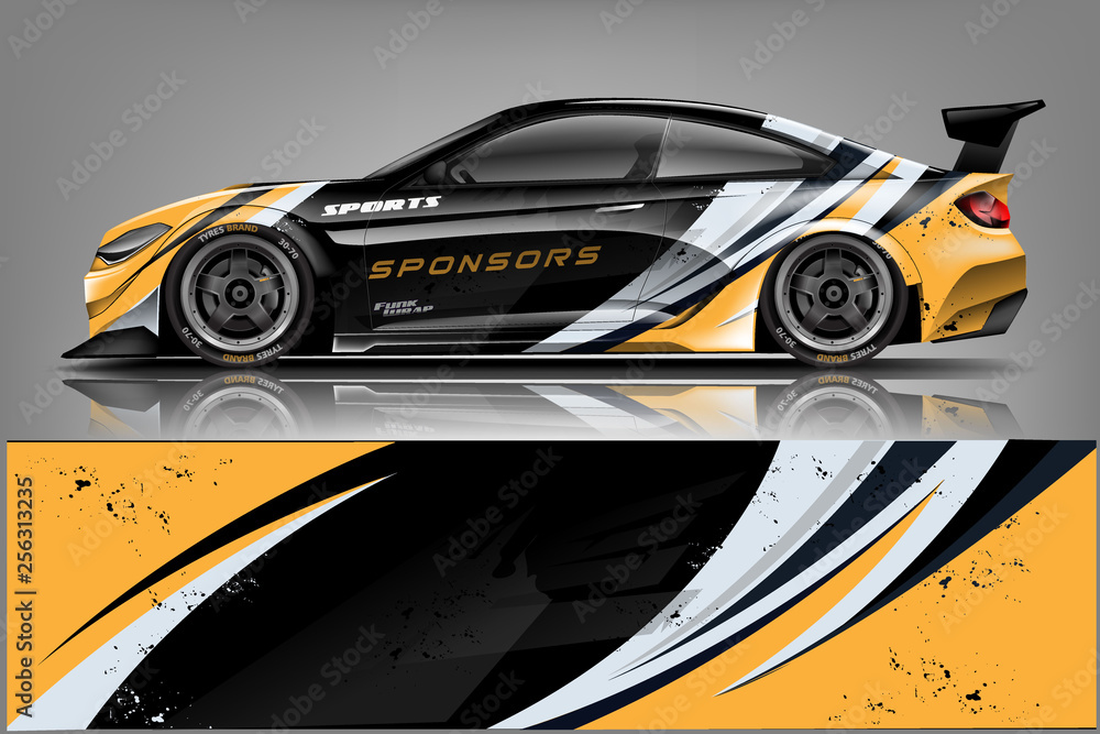 sport Car decal wrap design vector. Graphic abstract stripe racing ...