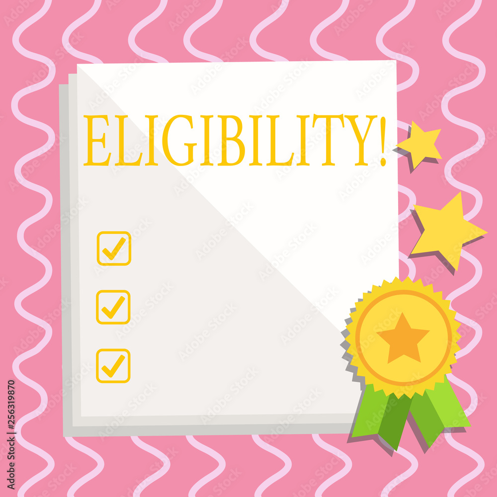Text sign showing Eligibility. Business photo text State of having the ...