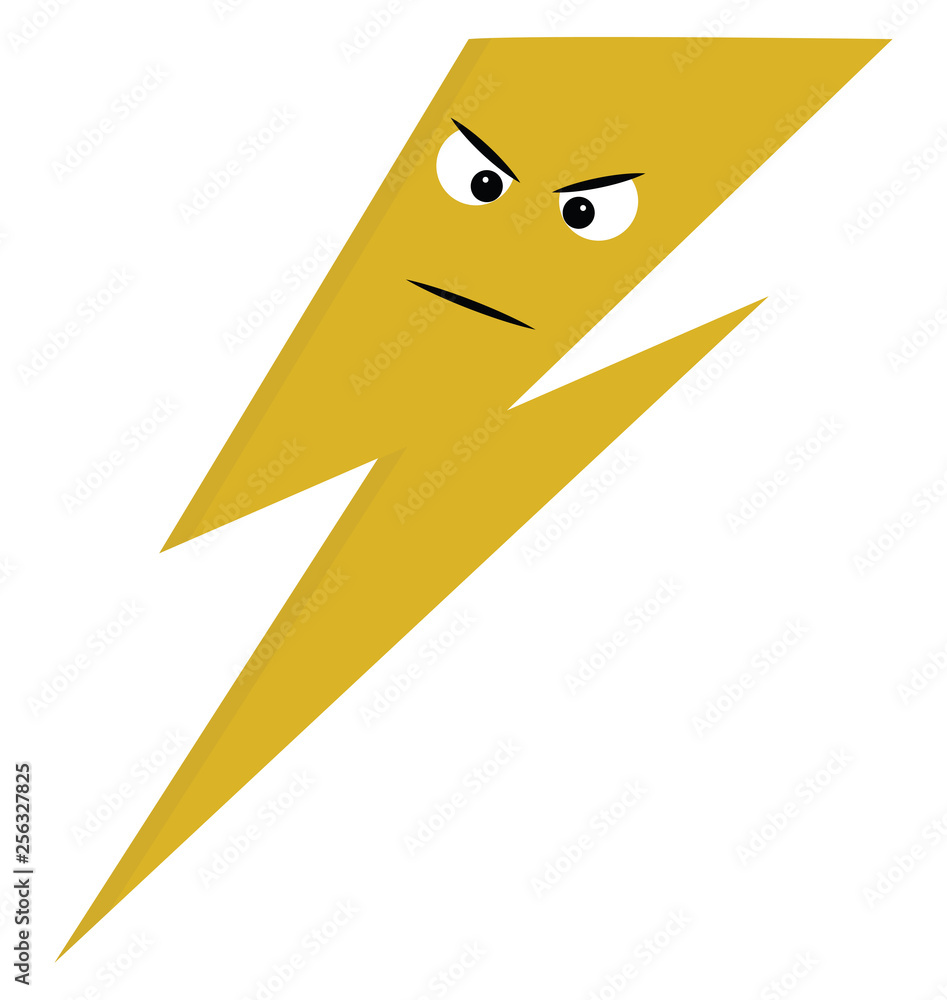 Angry yellow lightning vector illustration on white background Stock ...