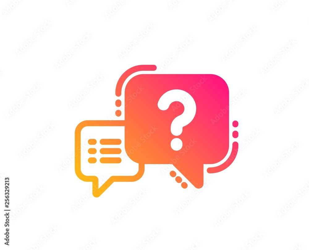Question mark icon. Quiz chat bubble sign. Classic flat style. Gradient ...