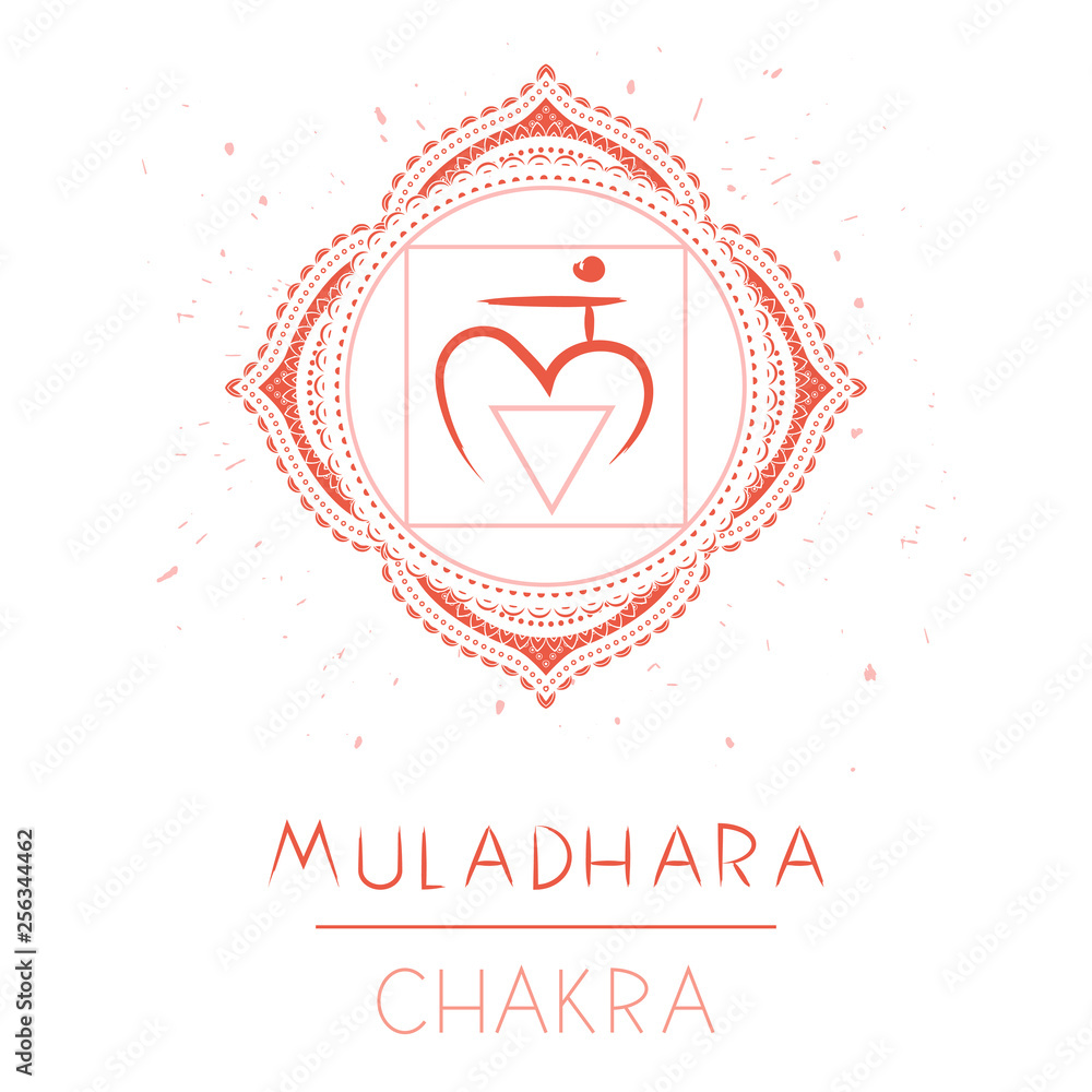 Vector illustration with symbol chakra Muladhara on white background ...