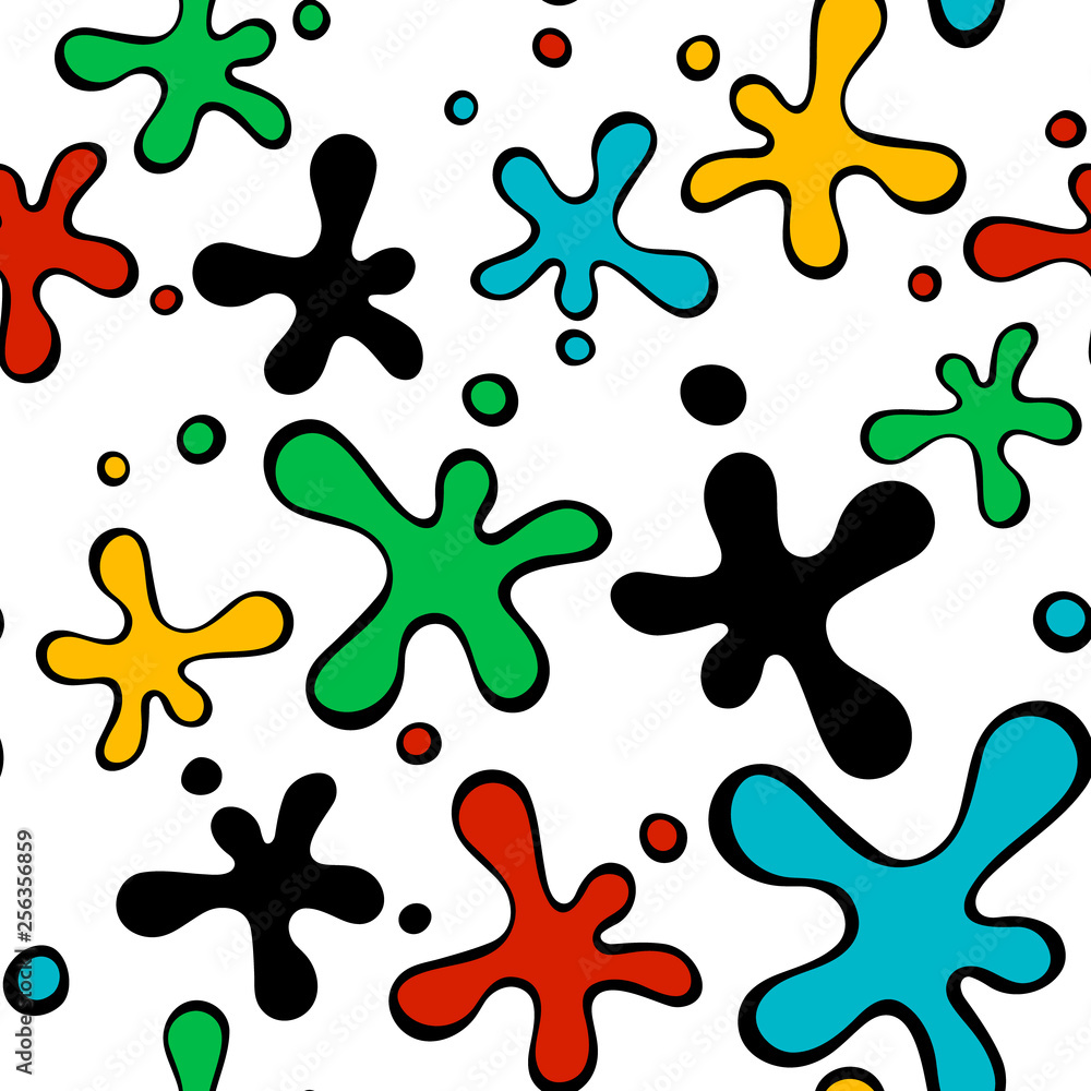 Seamless pattern. Multi-colored paint spots on white background. Vector ...