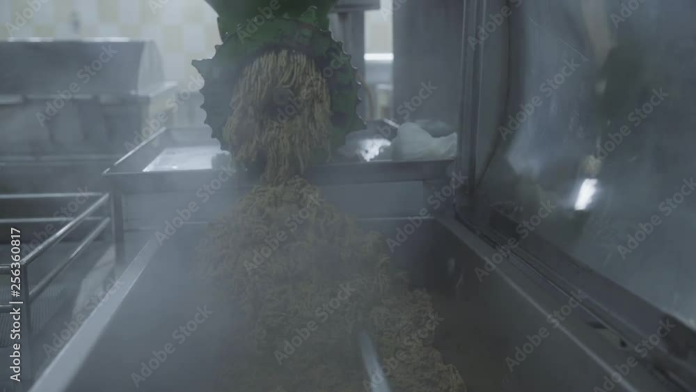 Ready Meal Production line in a factory, Huge grinder mincer machine ...