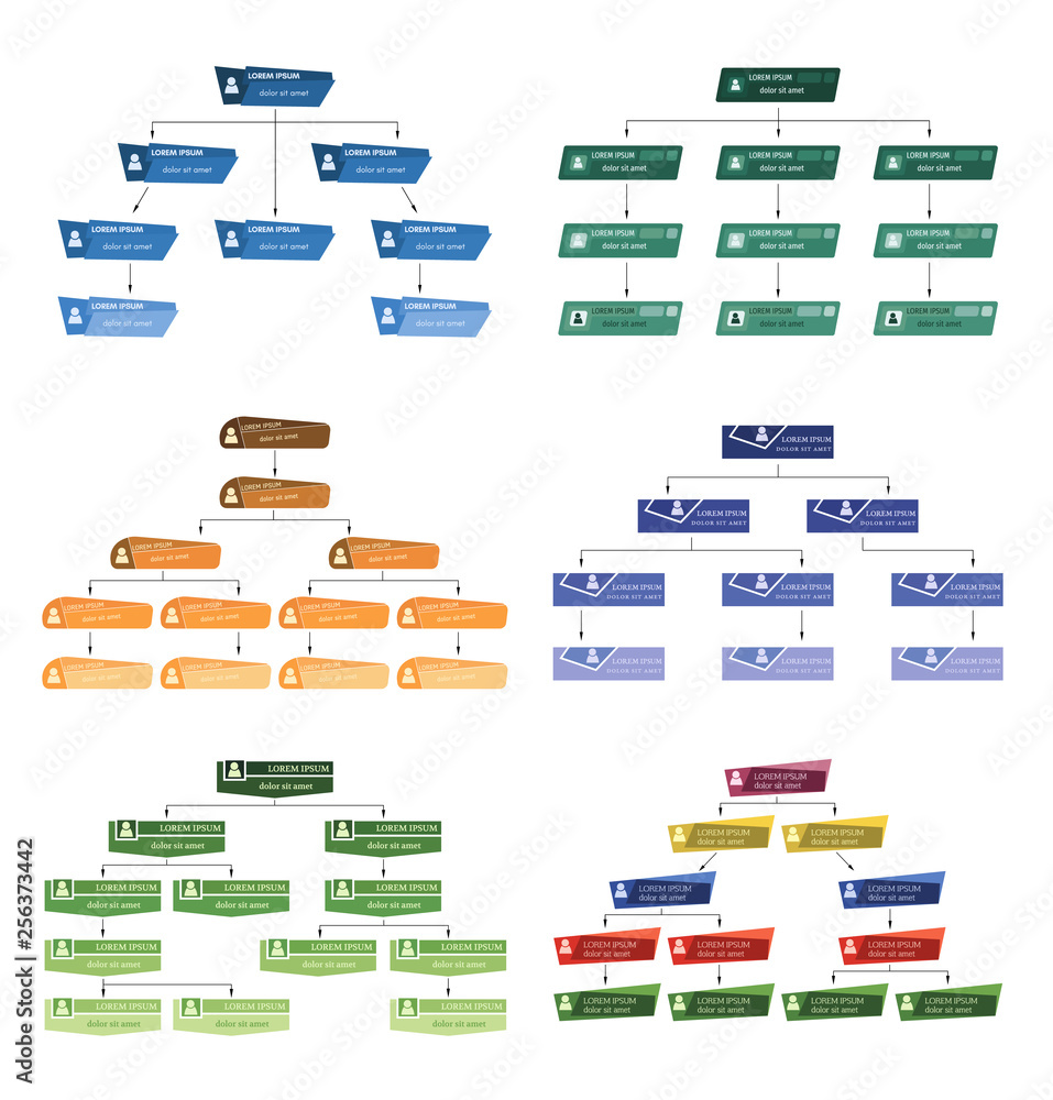 Set of six colorful business structure concept Stock Vector | Adobe Stock