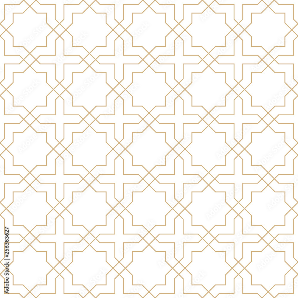 Seamless golden oriental pattern. Islamic background. Arabic linear ...