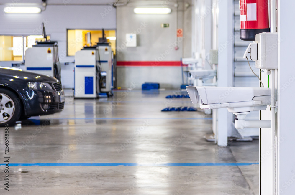 License plate recognition camera in a vehicle inspection line Stock ...