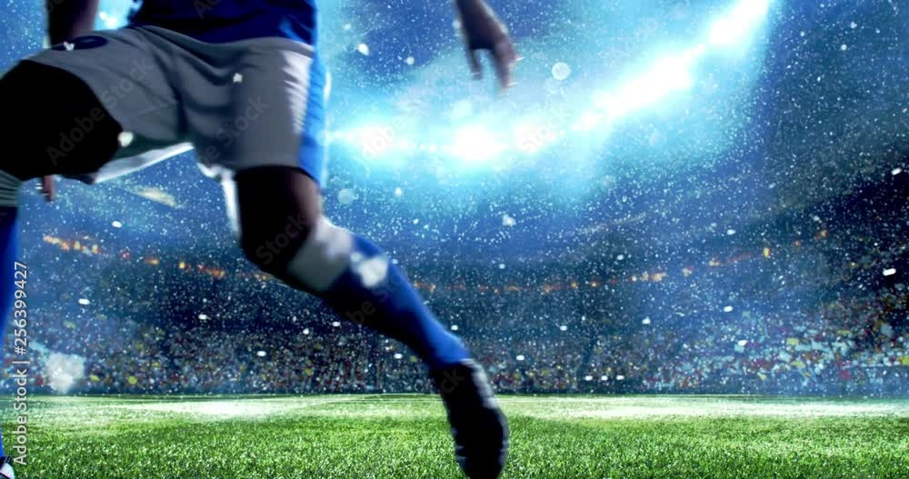 4k footage of a soccer player in dramatic play during a soccer game on ...