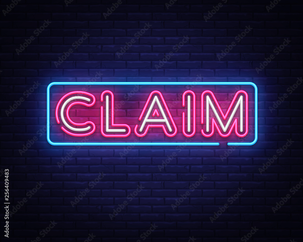 Claim neon sign vector design template. Claim neon text, light banner ...
