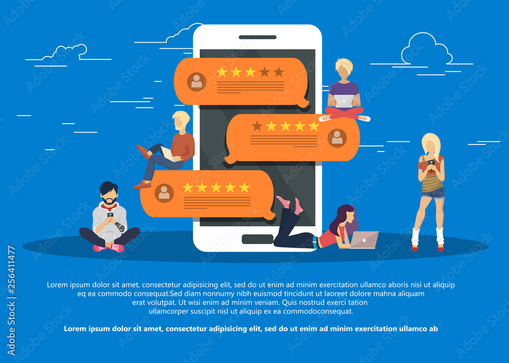 Vetor de Concept of feedback, testimonials messages and notifications ...