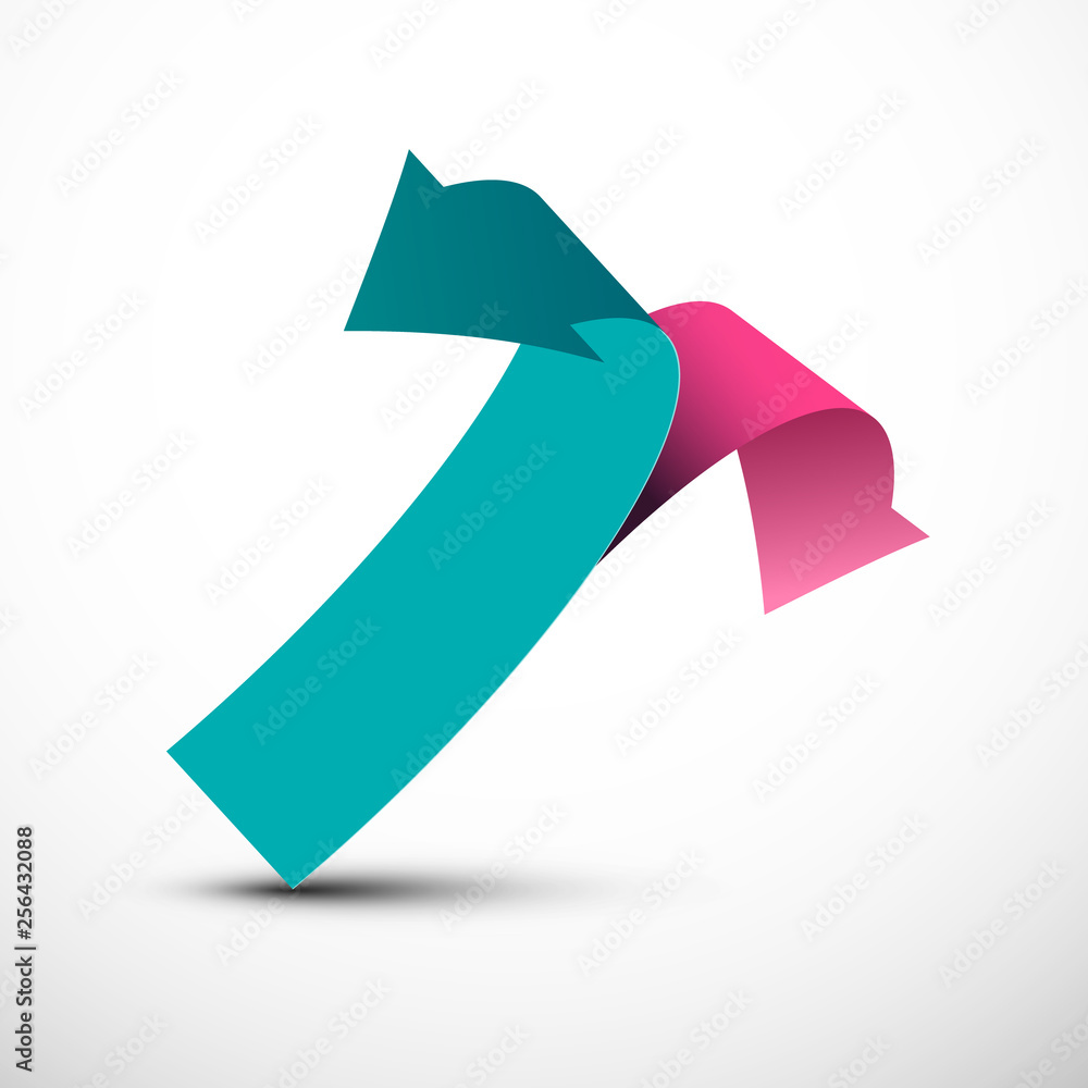 Paper Double Arrows. Pink and Blue Vector Arrow Icons. Stock Vector ...