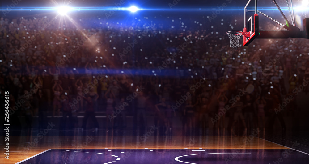 Basketball court wide view. all cort in a little defocus bacground ...