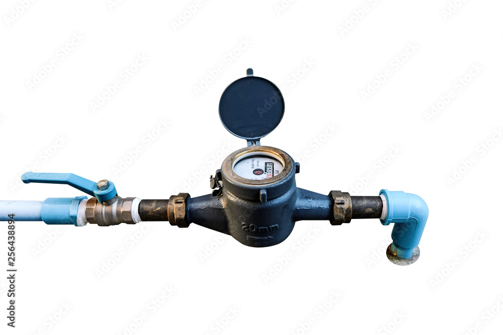 Water meter on white background, Water meter for supply consumption ...