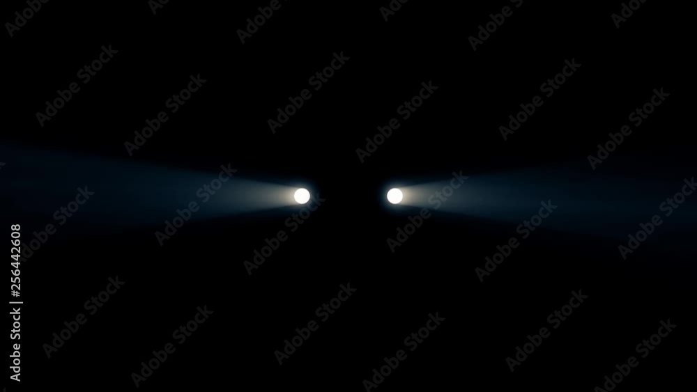 Flash lights optical lens flares shiny animation. Two carlights ...