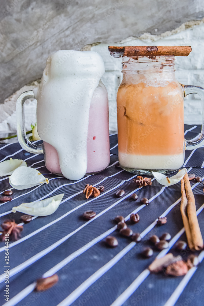 Ice thai tea with milk, traditional Indian drink is iced tea or chai ...