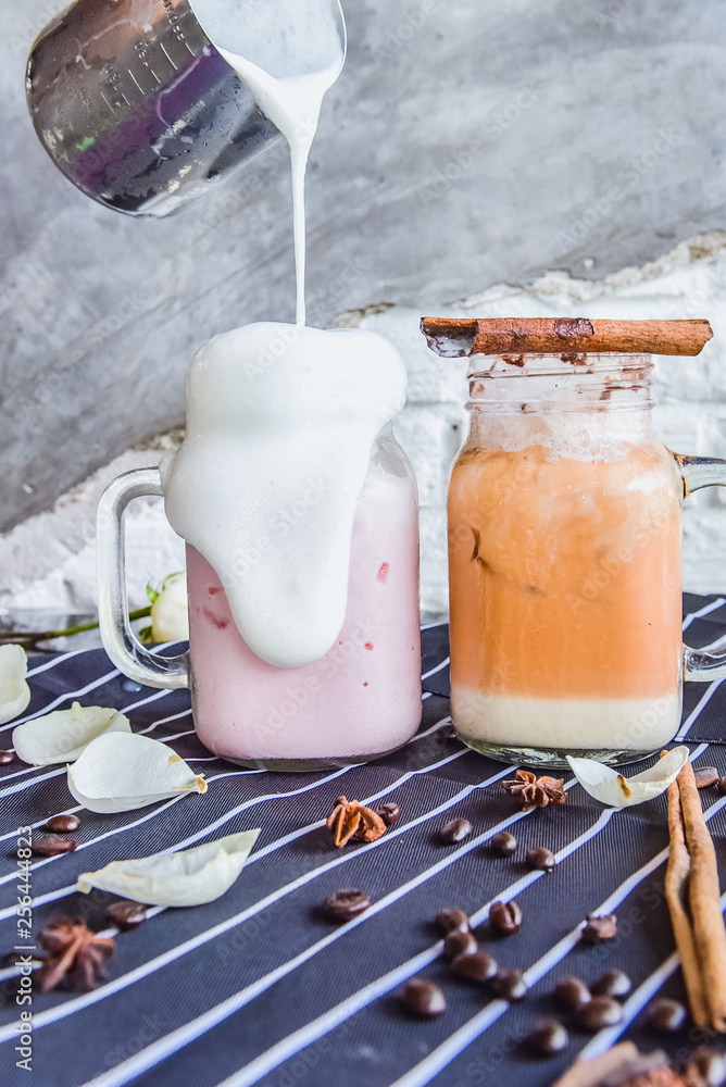 Ice thai tea with milk, traditional Indian drink is iced tea or chai ...