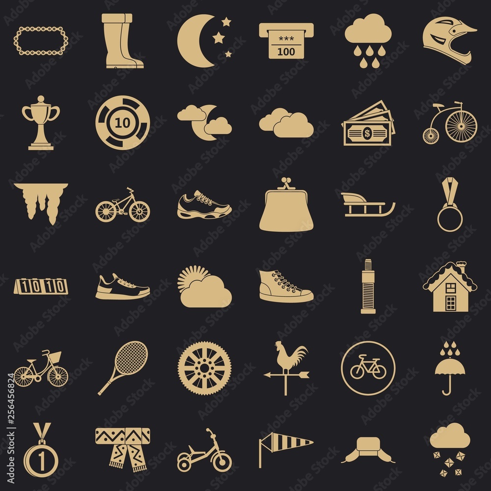 Woman activity icons set. Simple style of 36 woman activity vector ...