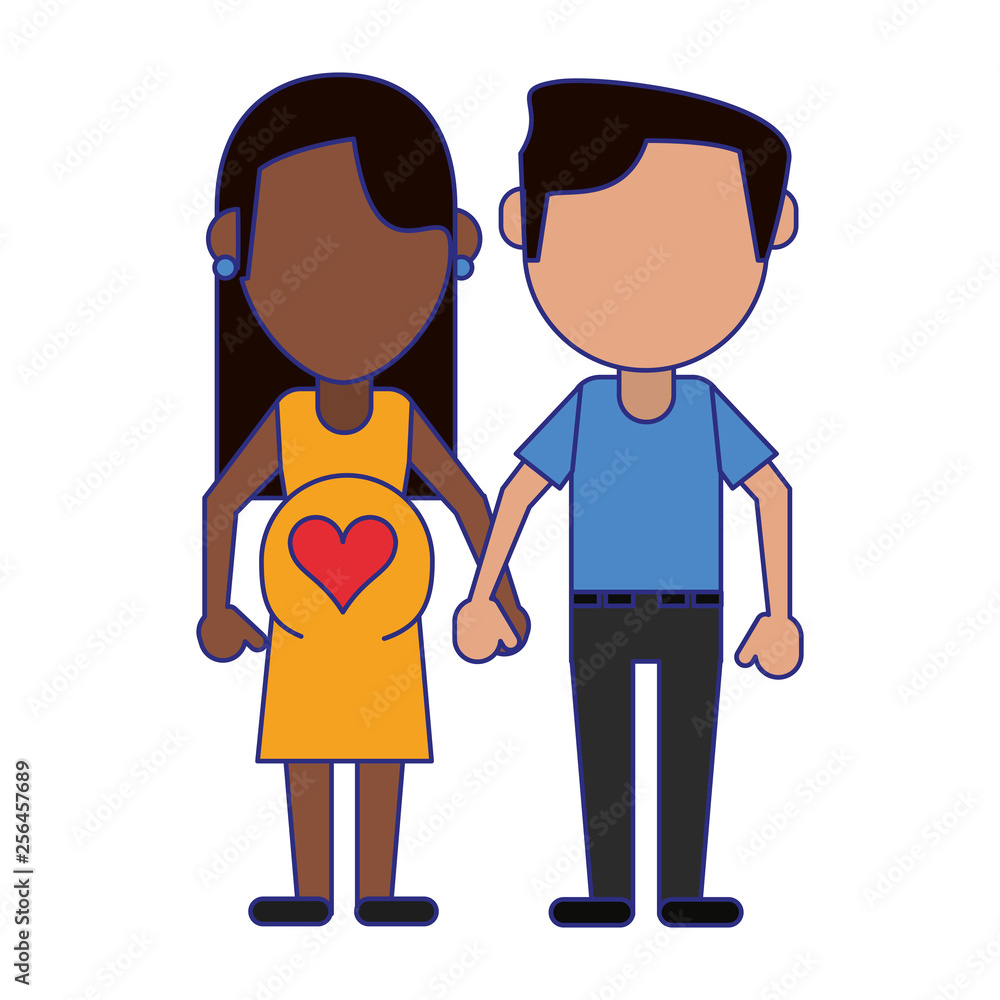 Family avatar faceless cartoon blue lines Stock Vector | Adobe Stock