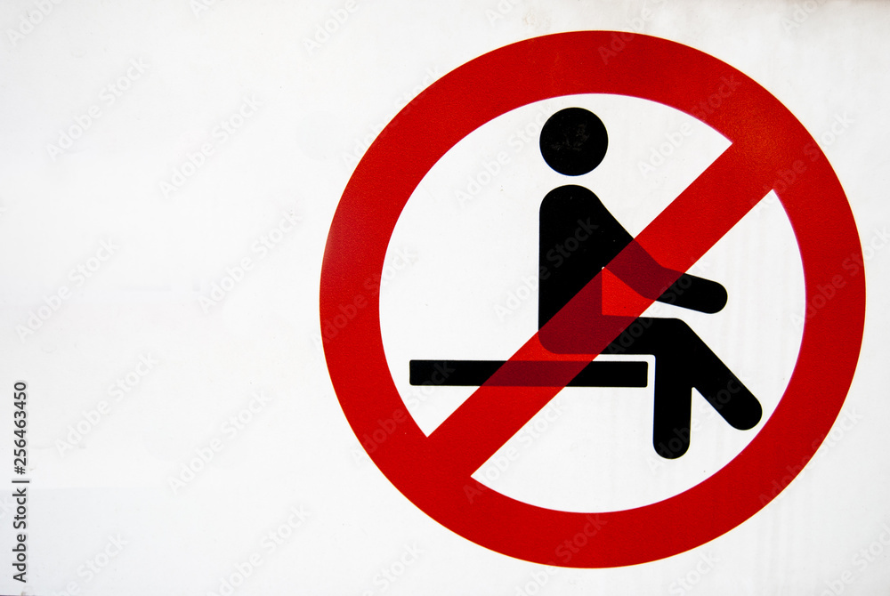 Prohibition sign to sit down with white background Stock Photo | Adobe ...