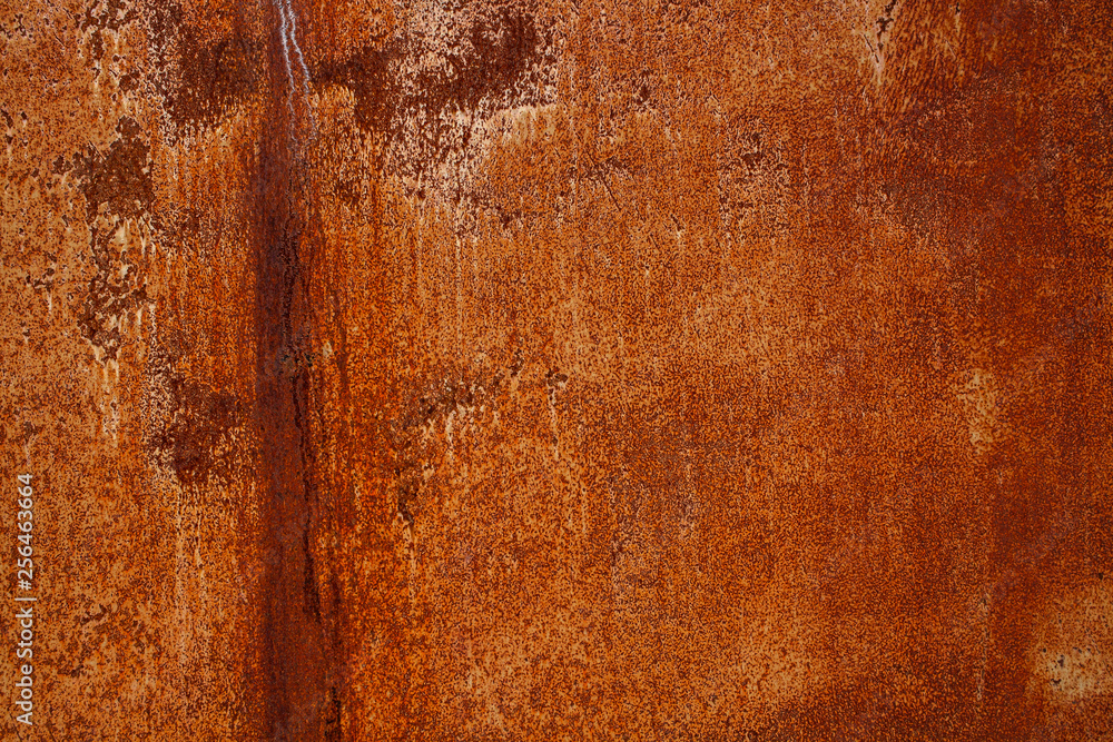 Rusty yellow-red textured metal surface. The texture of the metal sheet ...
