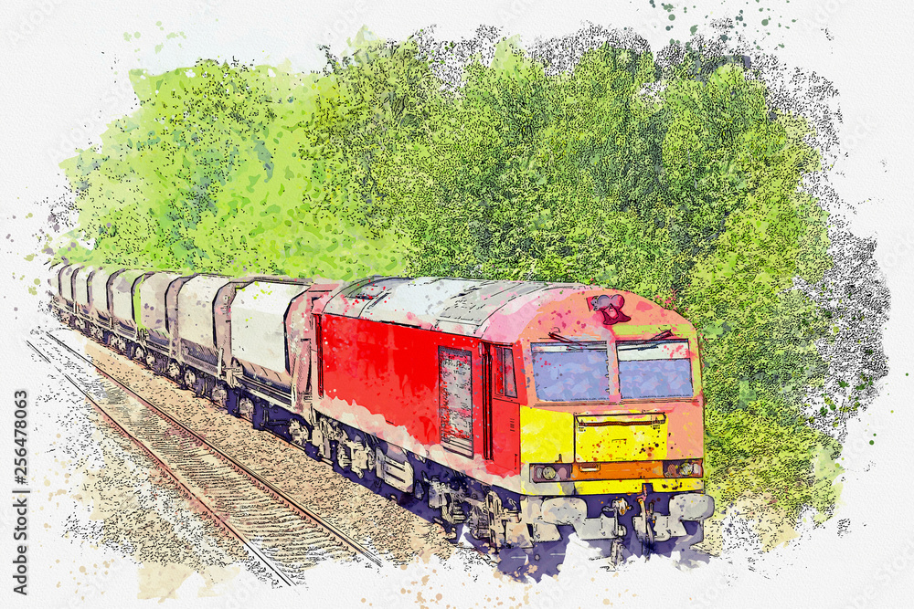 Freight Train Drawing