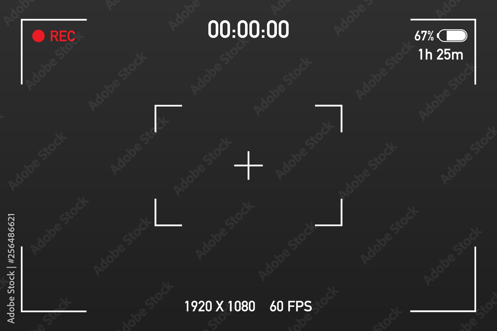 Camera view viewing images. Visual screen focusing. Video recording ...