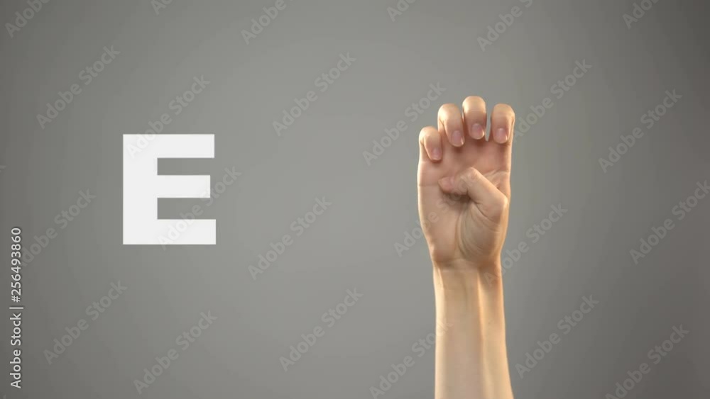 Letter E in sign language, hand on background, communication for deaf ...