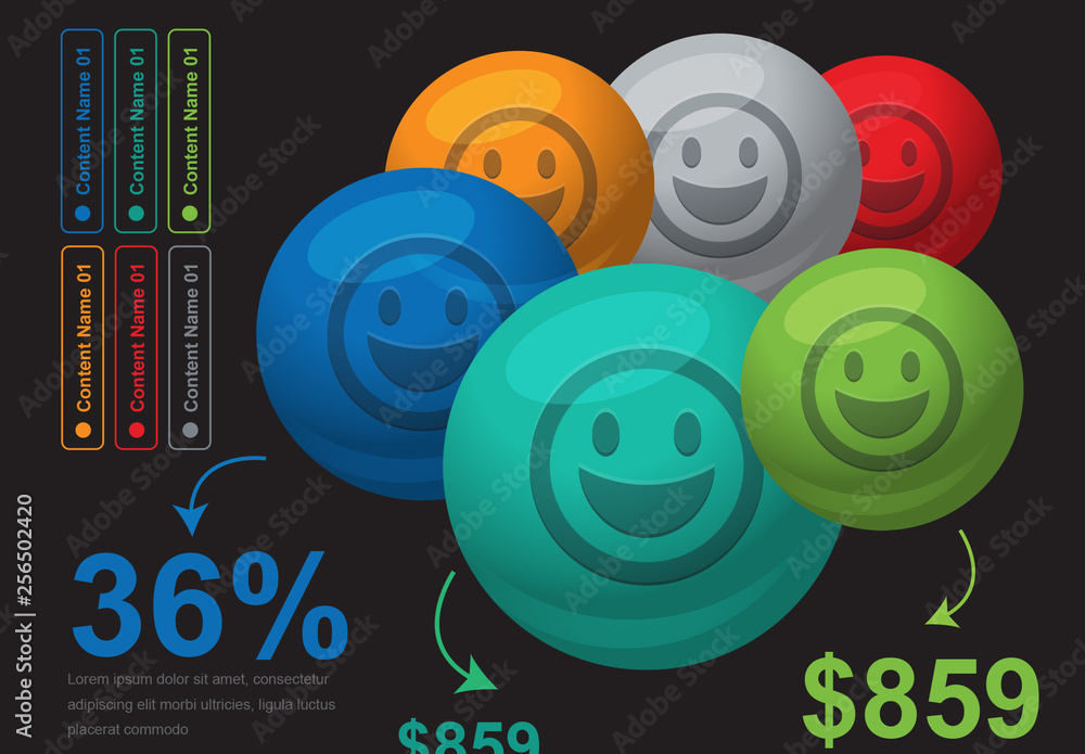 Happy Faces Infographic Stock Template | Adobe Stock
