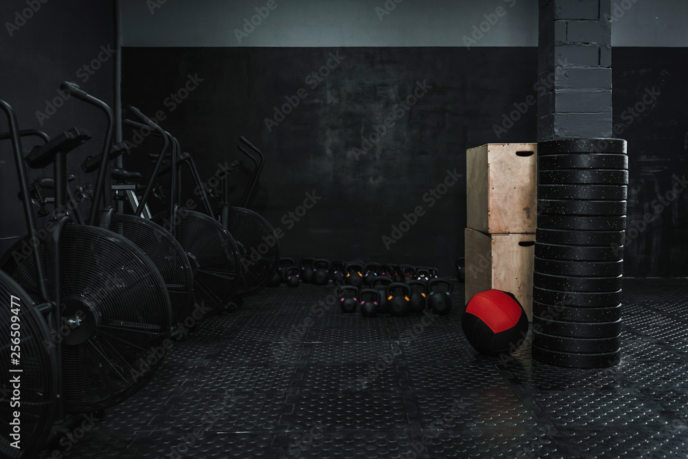 Empty gym with crossfit equipment. Stock Photo | Adobe Stock
