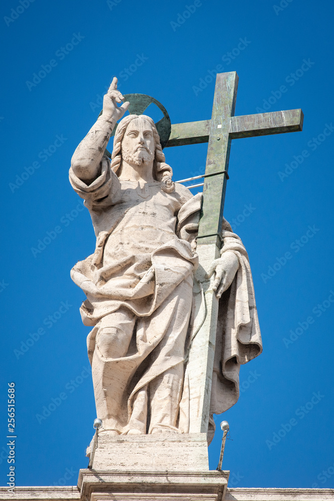 Vatican City - MARCH 20, 2019: Statue of Jesus on the top of Saint ...