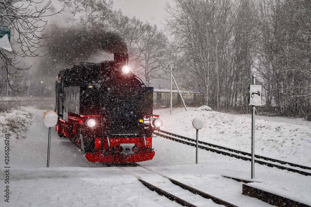 train in snow Stock Photo | Adobe Stock