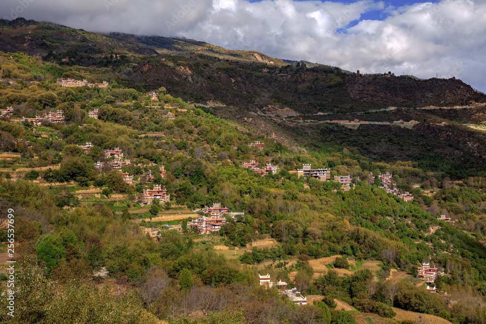 Danba County, Sichuan Province China. Zhonglu Township, Architectural ...