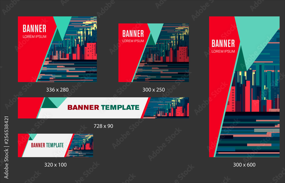 Design Web banners of different standard sizes. Templates with round ...