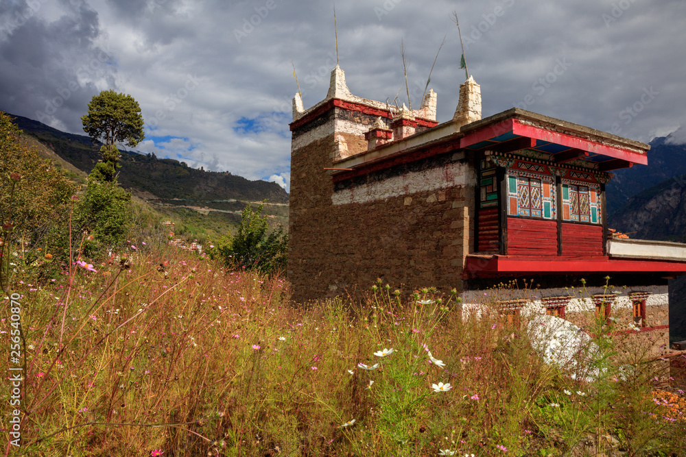 Danba County, Sichuan Province China. Zhonglu Township, Architectural ...