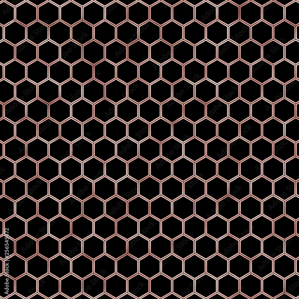 Rose Gold Pattern Octagon Honeycomb Design Wallpaper Background Stock ...