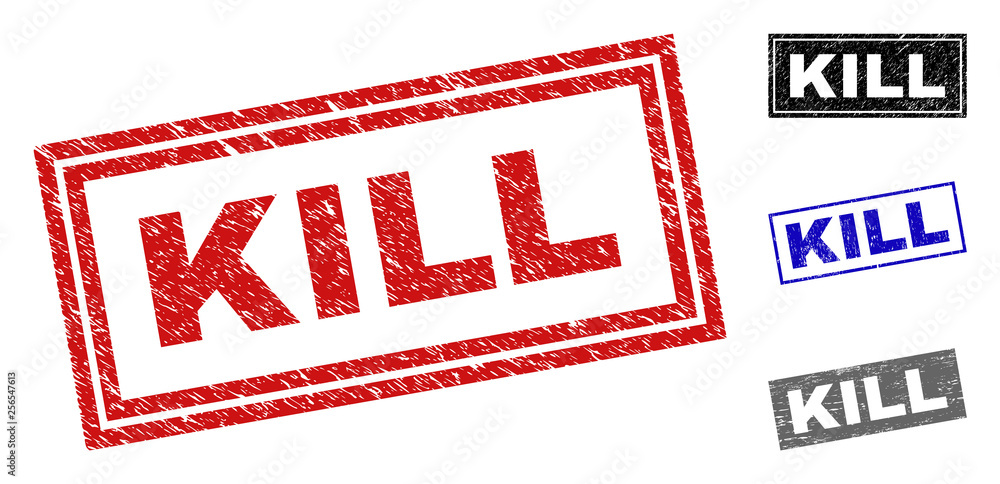 Grunge KILL rectangle stamp seals isolated on a white background ...