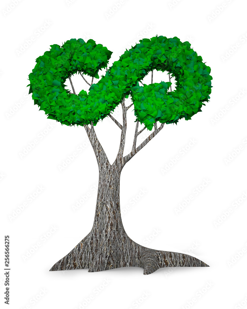 Concept of developing circular economy industry, tree with green leaves ...