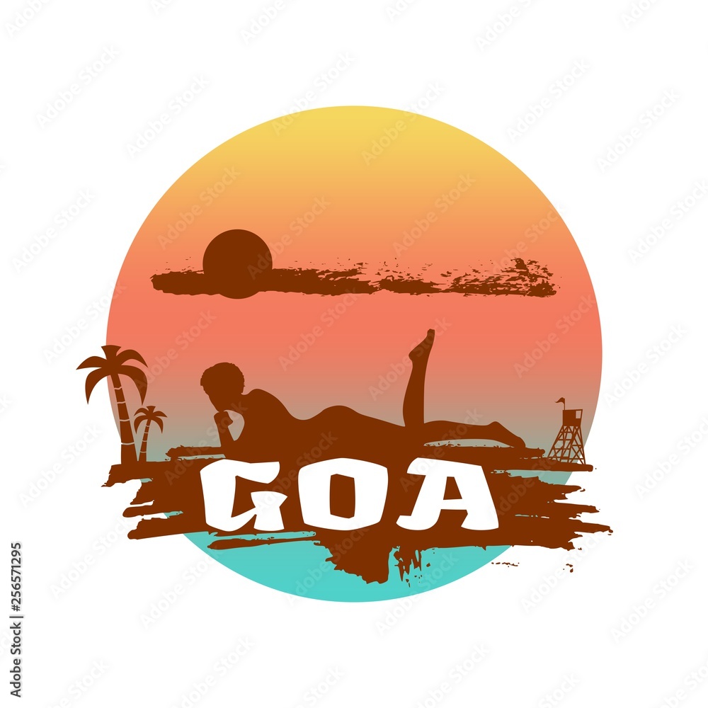 Young woman sunbathing on a beach. Silhouette of the relaxing girl on a ...