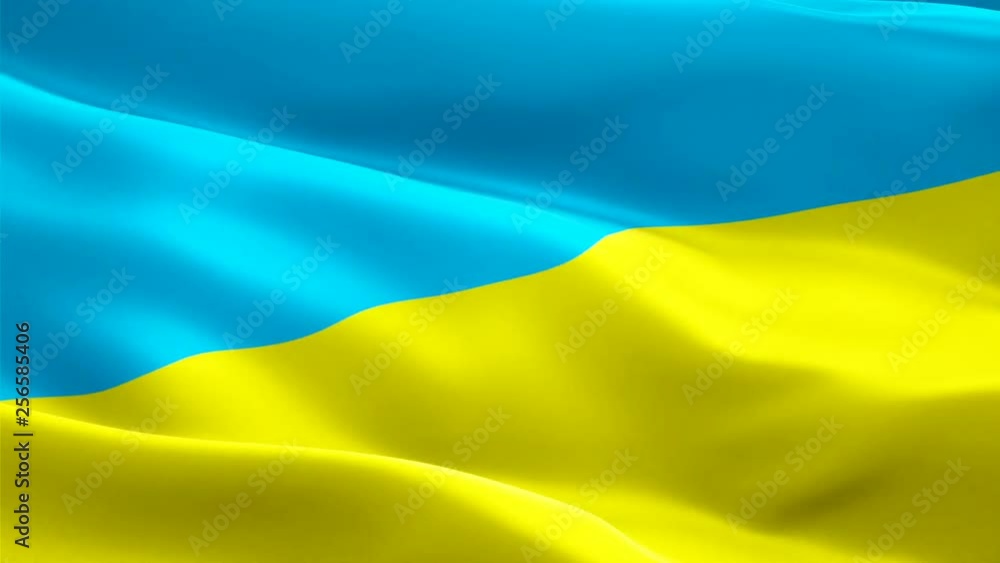 Ukraine flag video waving in wind. Realistic Ukrainian Flag background ...