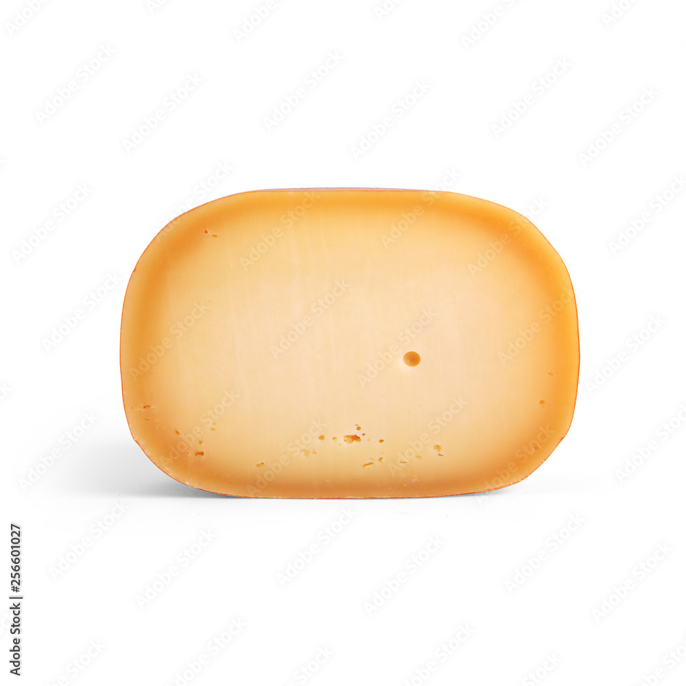 Cheese wheel half Cut isolated on white background. Packaging template ...