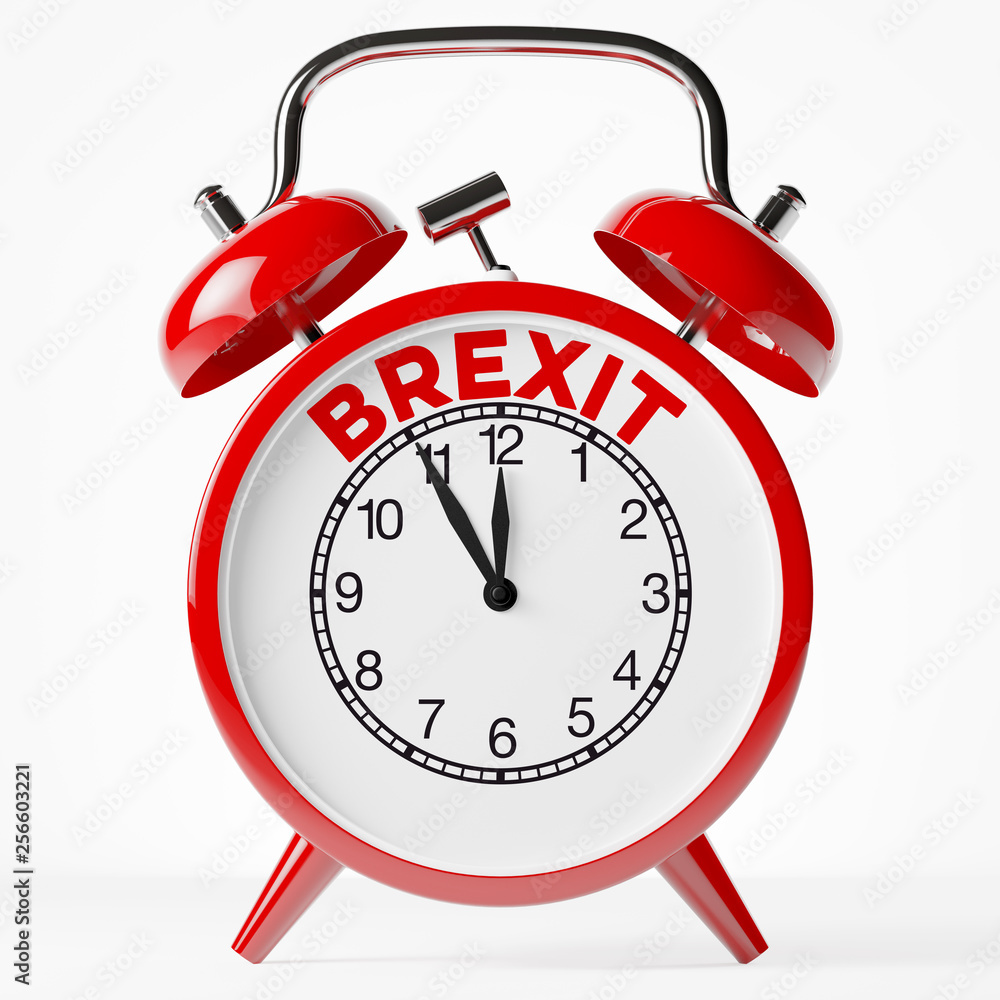 Brexit concept with red alarm clock on 5 to 12 Stock Illustration ...