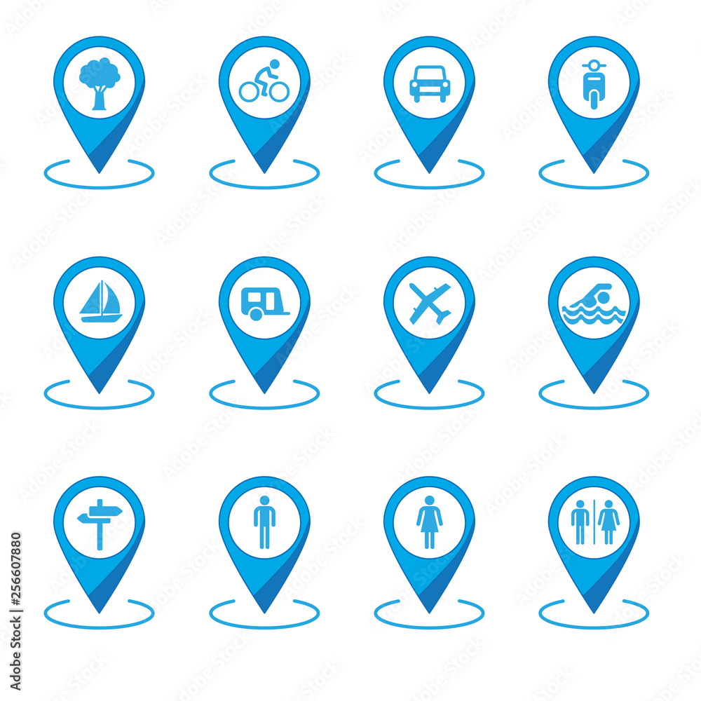 Picto emplacement carte point loisirs bleu Stock Vector | Adobe Stock