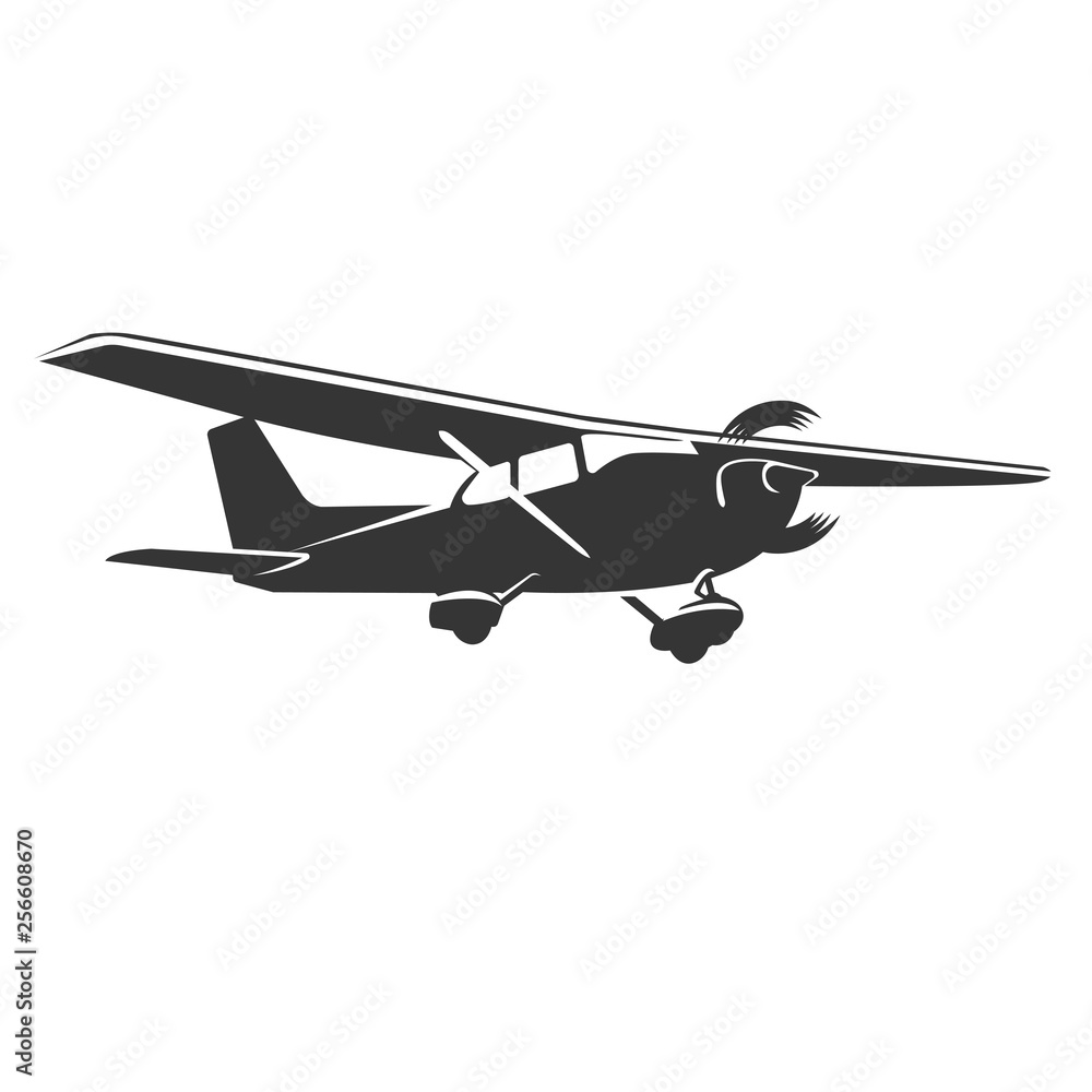 Small plane vector illustration. Single engine propelled aircraft ...