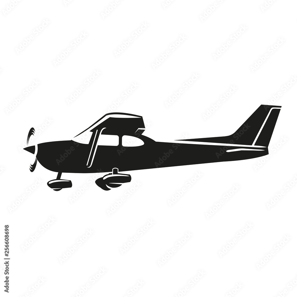 Small plane vector illustration. Single engine propelled aircraft ...