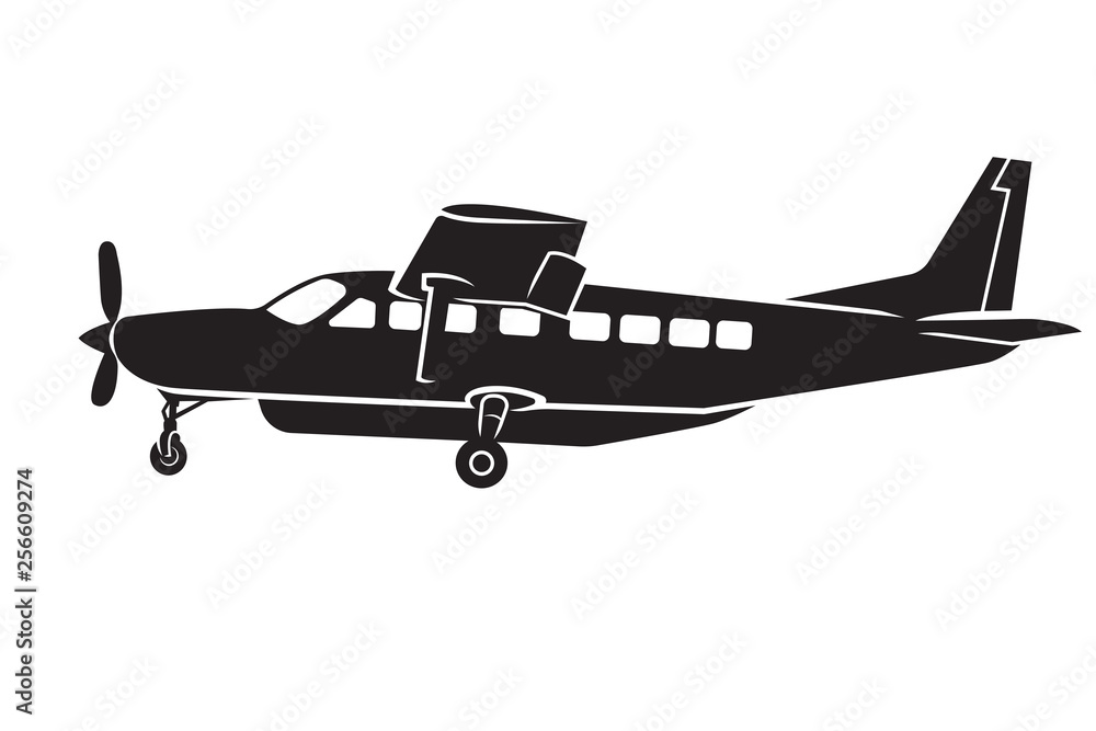 Small plane vector illustration. Big single engine propelled passenger ...