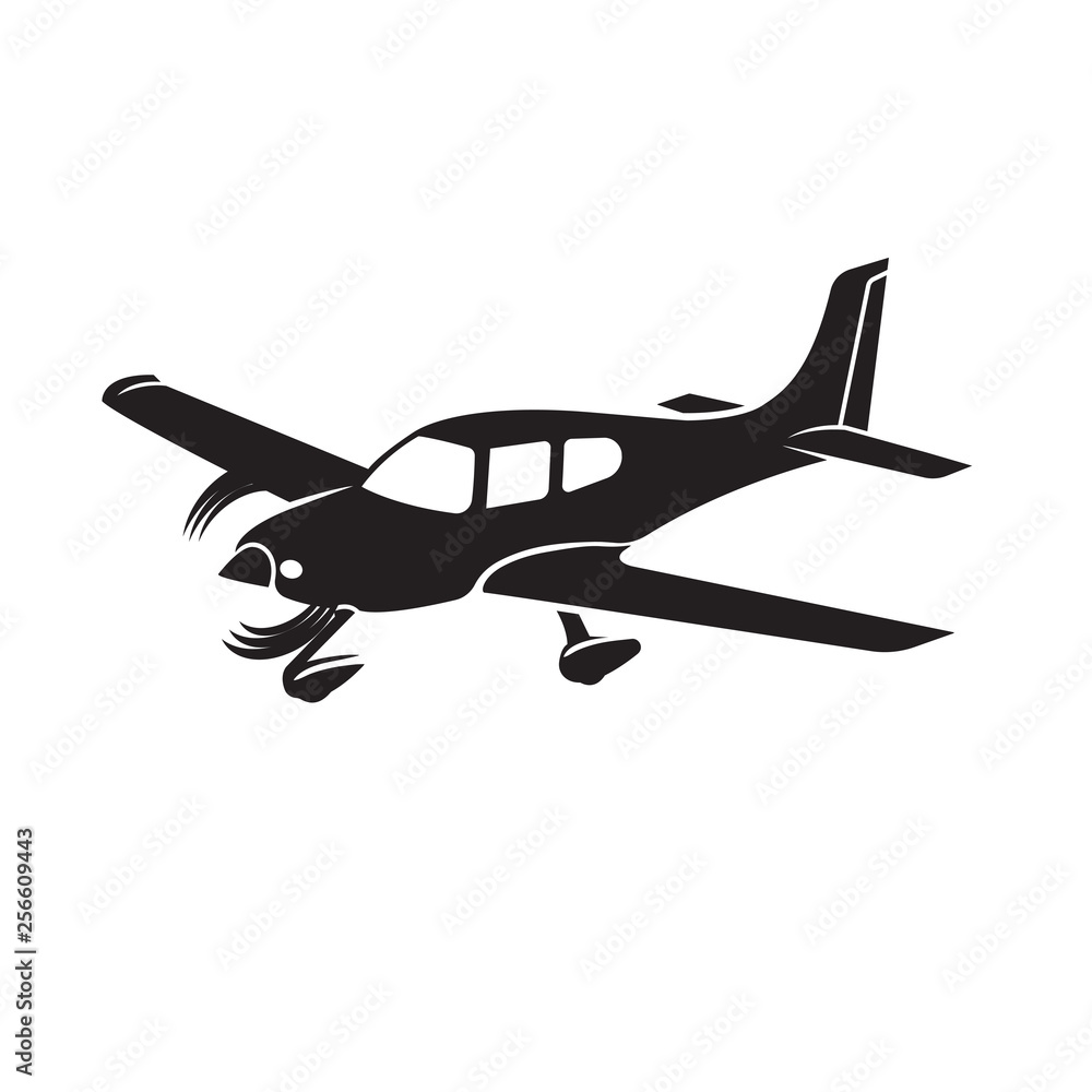 Small plane vector illustration. Single engine propelled passenger ...