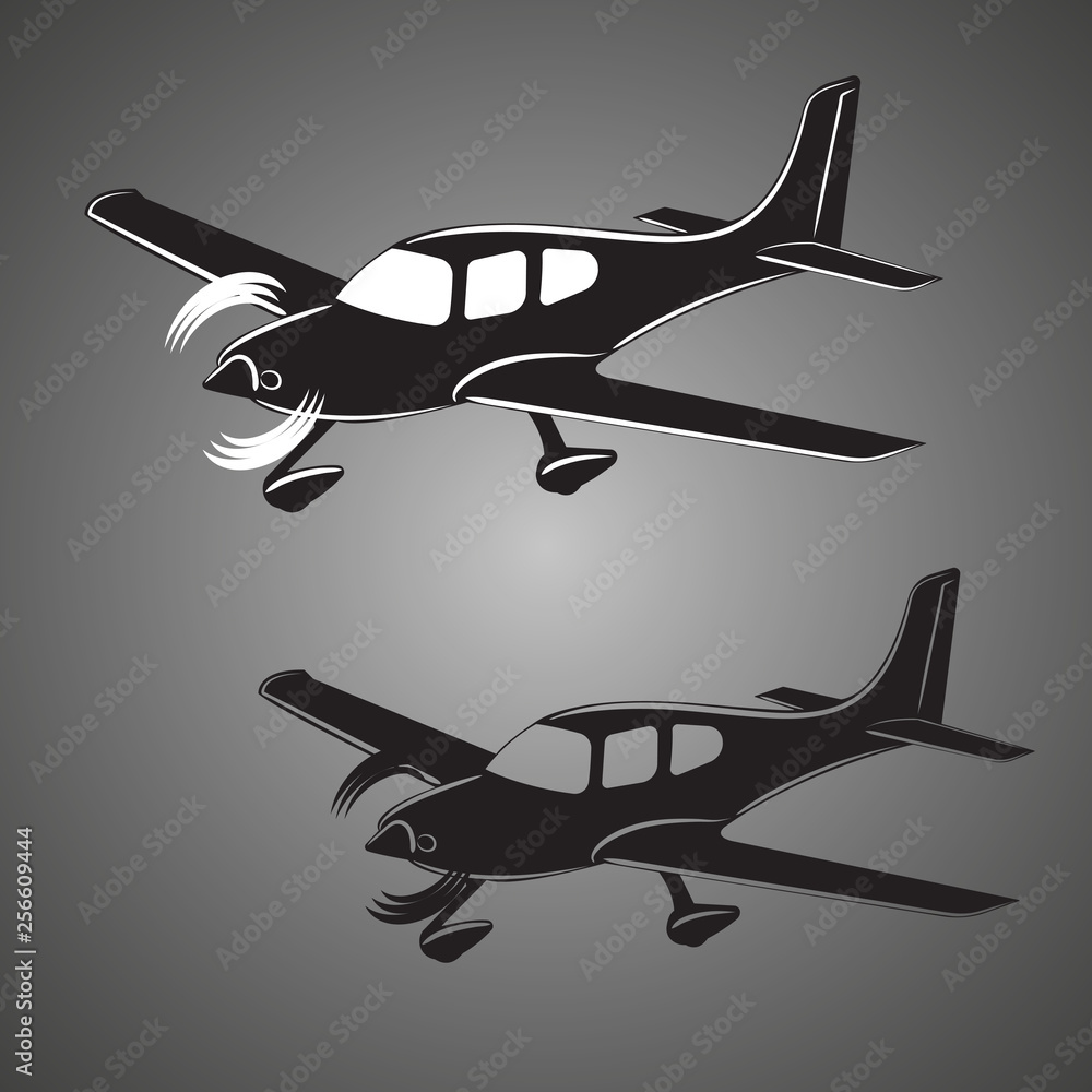 Small plane vector illustration. Single engine propelled passenger ...