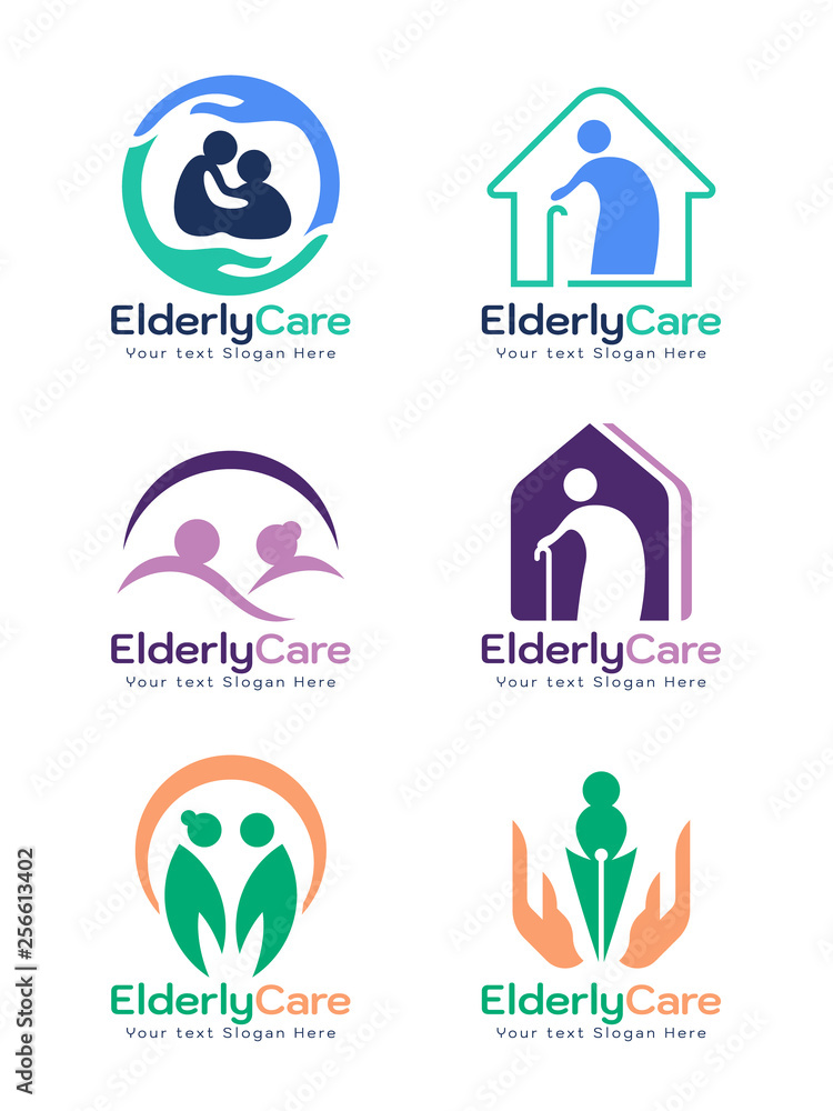 Elderly care logo sign vector set design Stock Vector | Adobe Stock