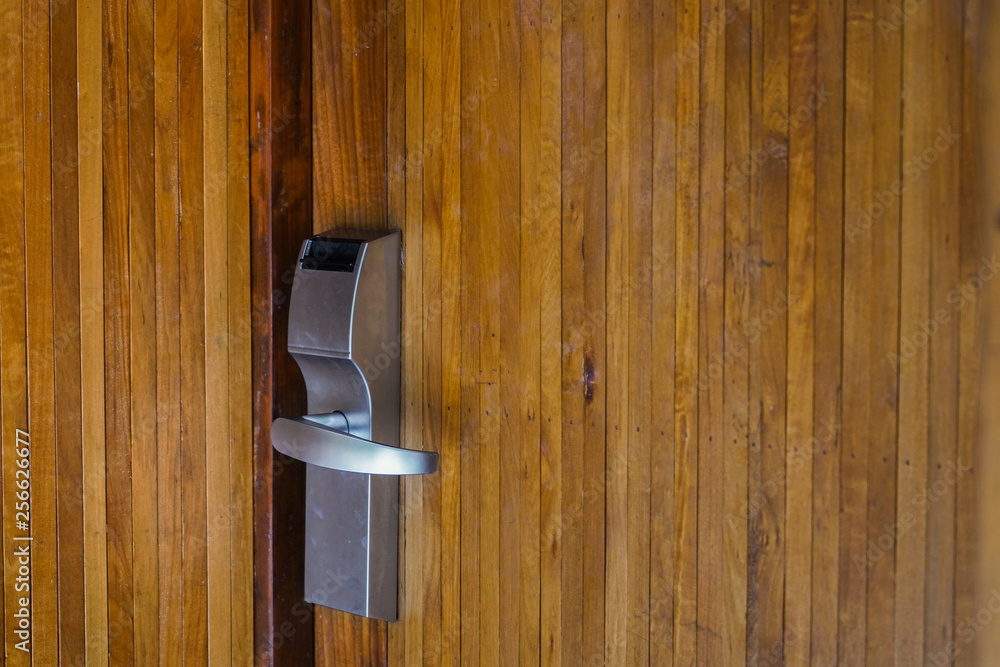 Electronic door lock system with key card to unlock Stock Photo | Adobe ...