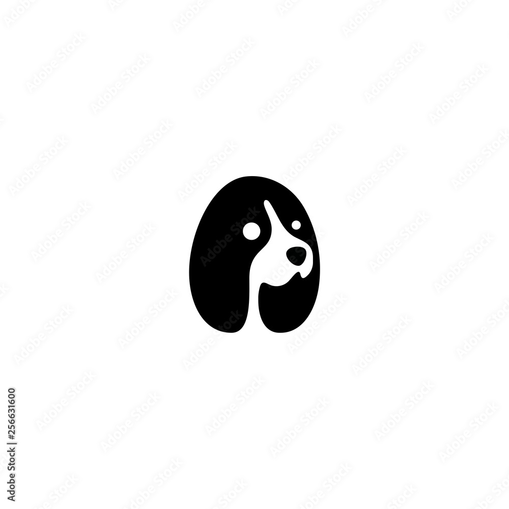 Cute minimal dog head logo, smiling and sticking out tongue. Simple ...